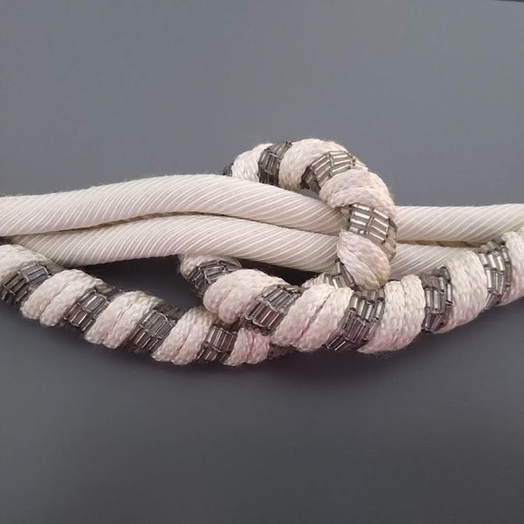 Accessories | Leather Shop White And Silver Beaded Corded Knotted ...